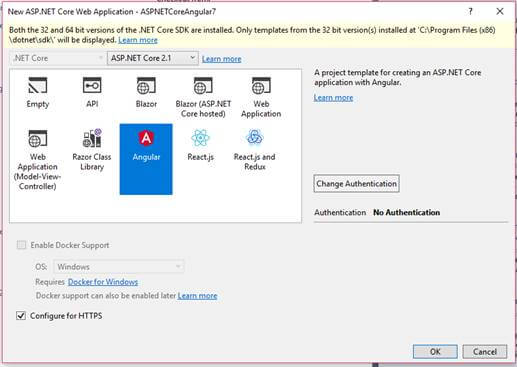 Create an Angular 7 App with ASP.NET Core 2.1